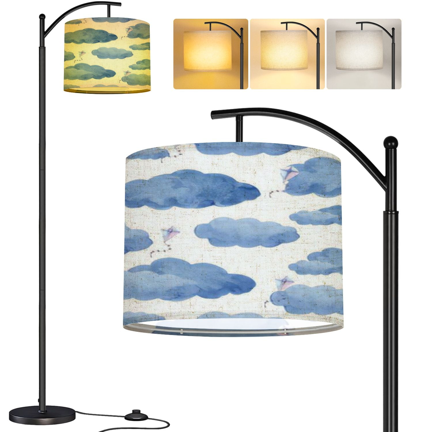 Arc Floor Lamp Watercolor clouds seamless lovely kites for kids textil ...