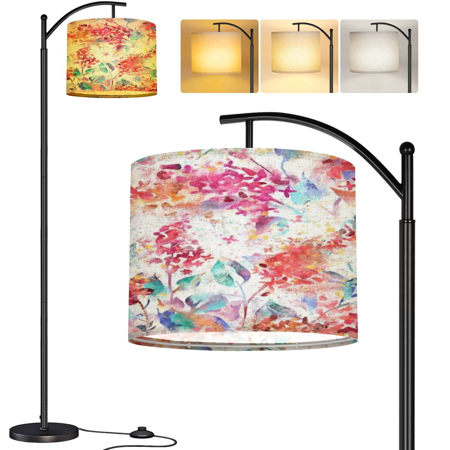 Arc Floor Lamp Watercolor floral seamless blurred lilac flowers ...