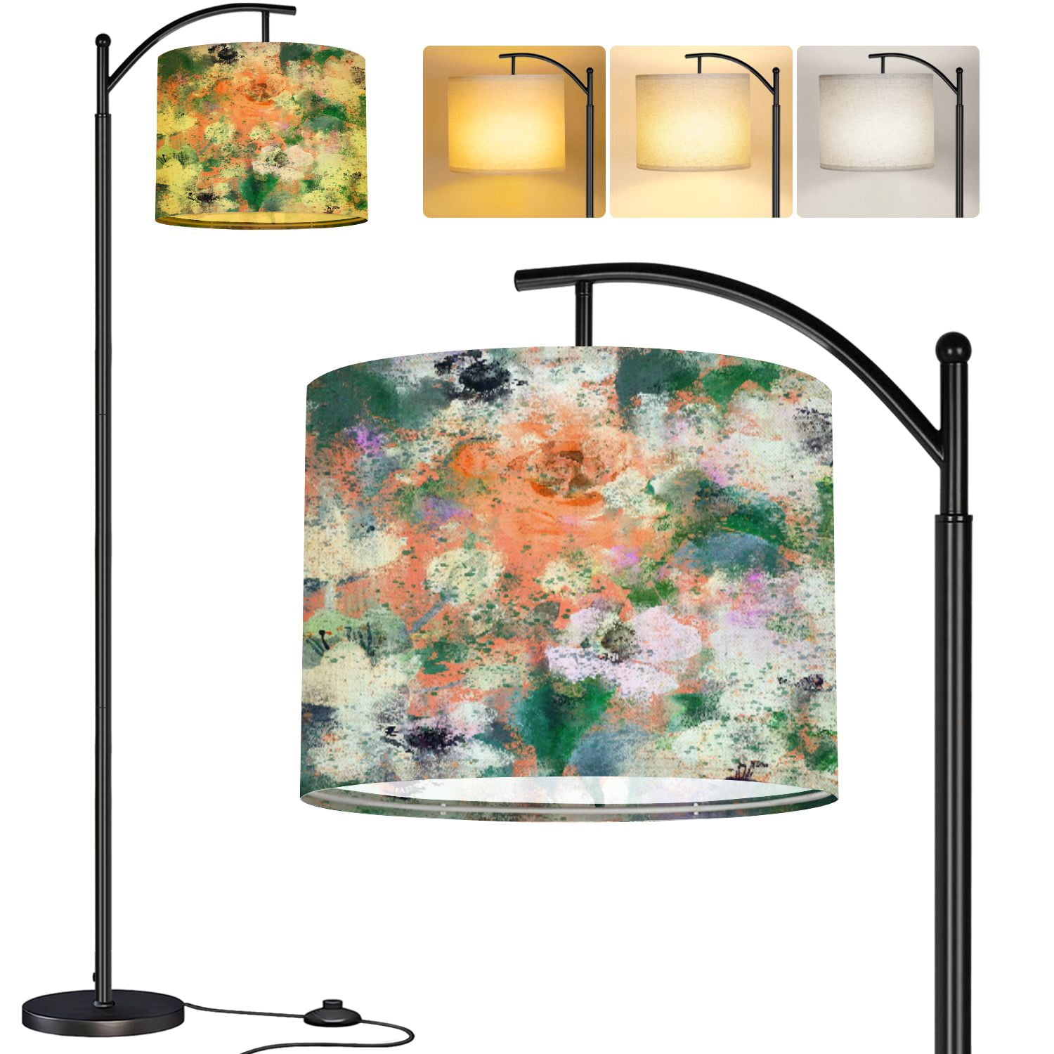 Arc Floor Lamp Watercolor floral seamless pattern blurred roses Hand ...