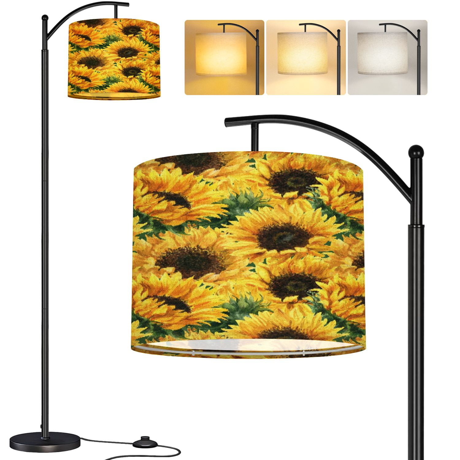 Arc Floor Lamp Watercolor floral seamless pattern sunflowers Design for ...