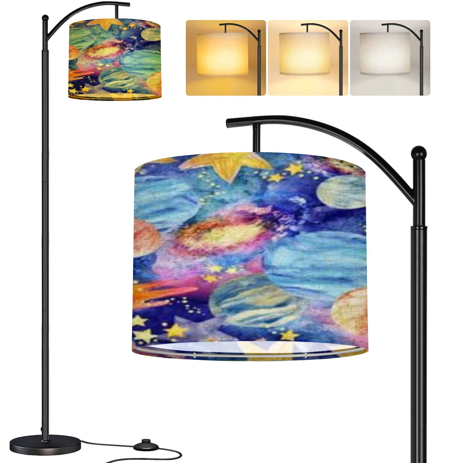 Arc Floor Lamp Watercolor galaxy moon constellations sun starry Fantasy ...