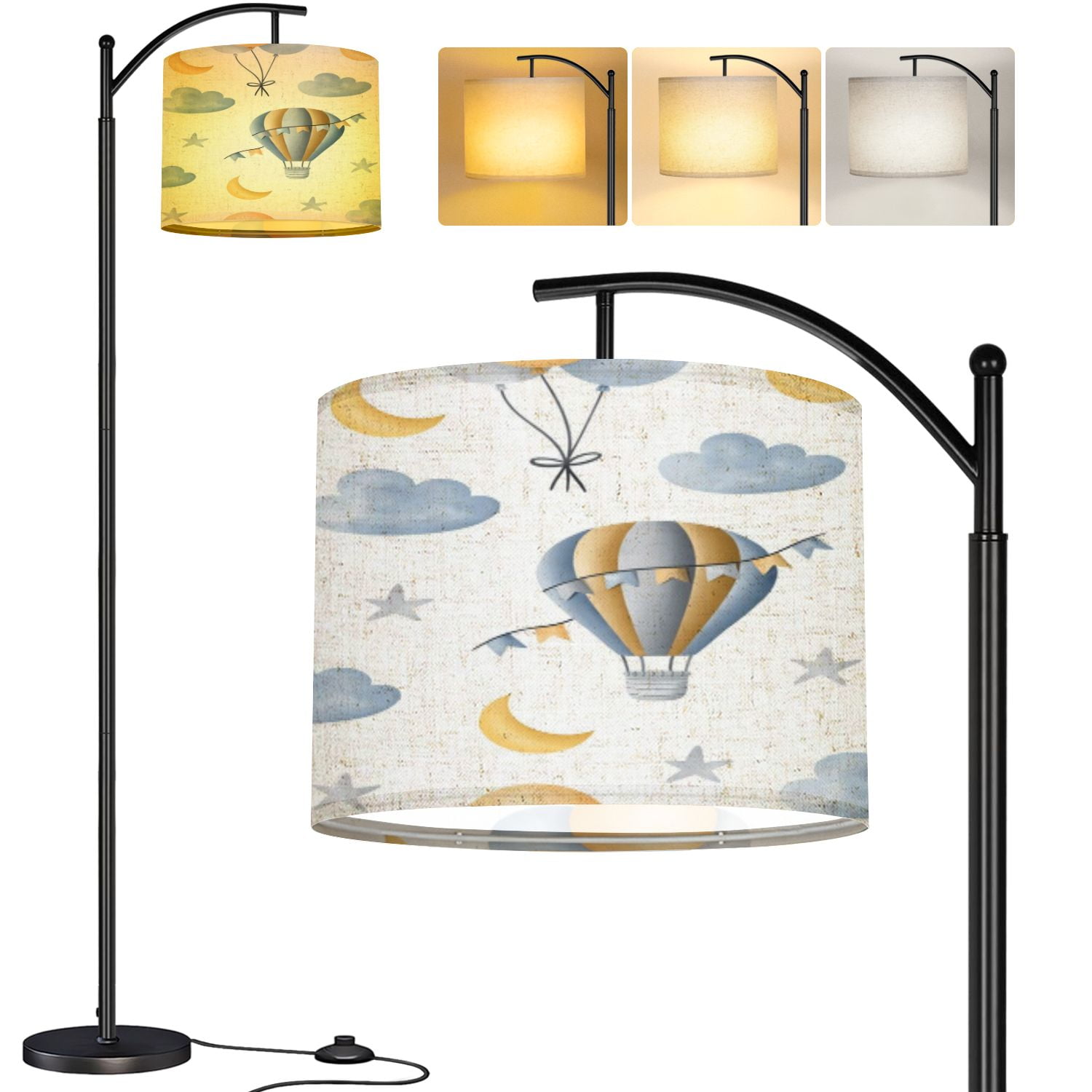 Arc Floor Lamp Watercolor hot air balloon childish seamless moon clouds ...