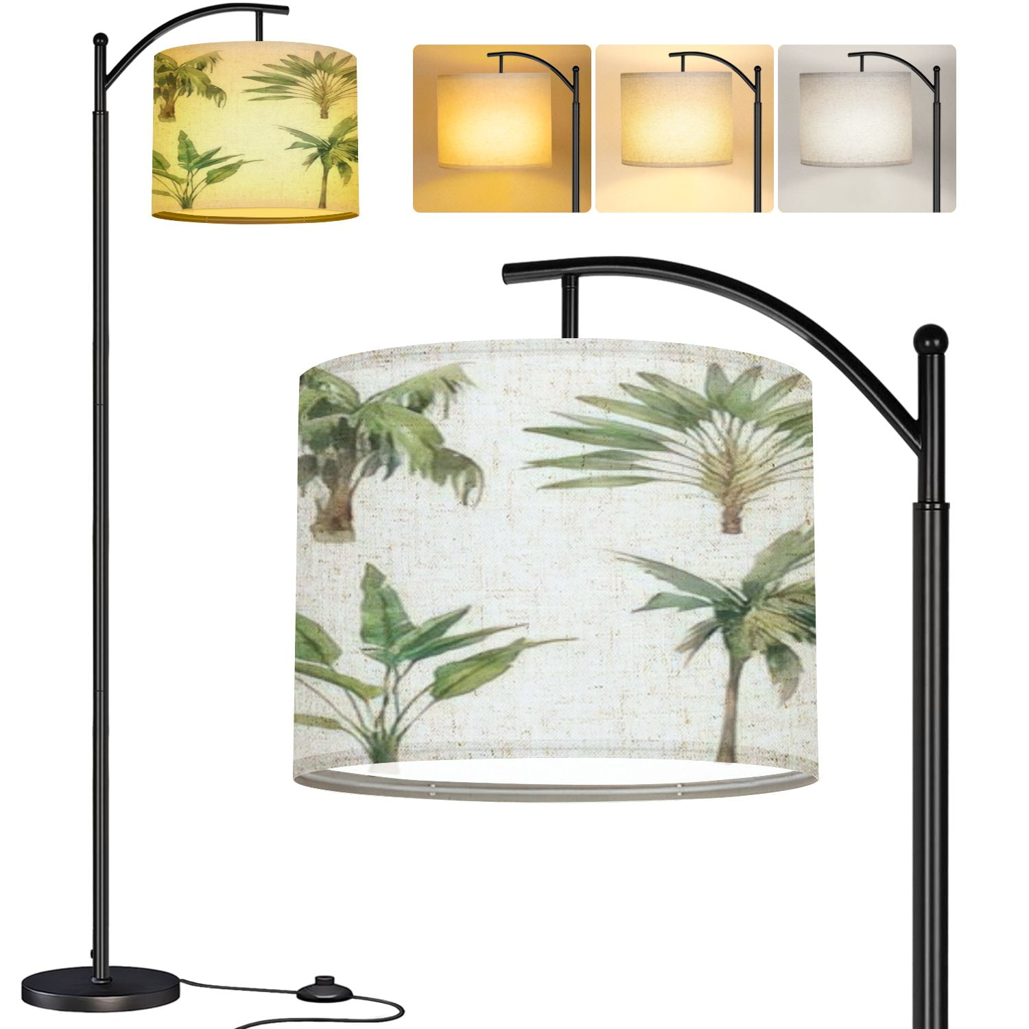 Arc Floor Lamp Watercolor palm tree set Hand exotic green branches ...