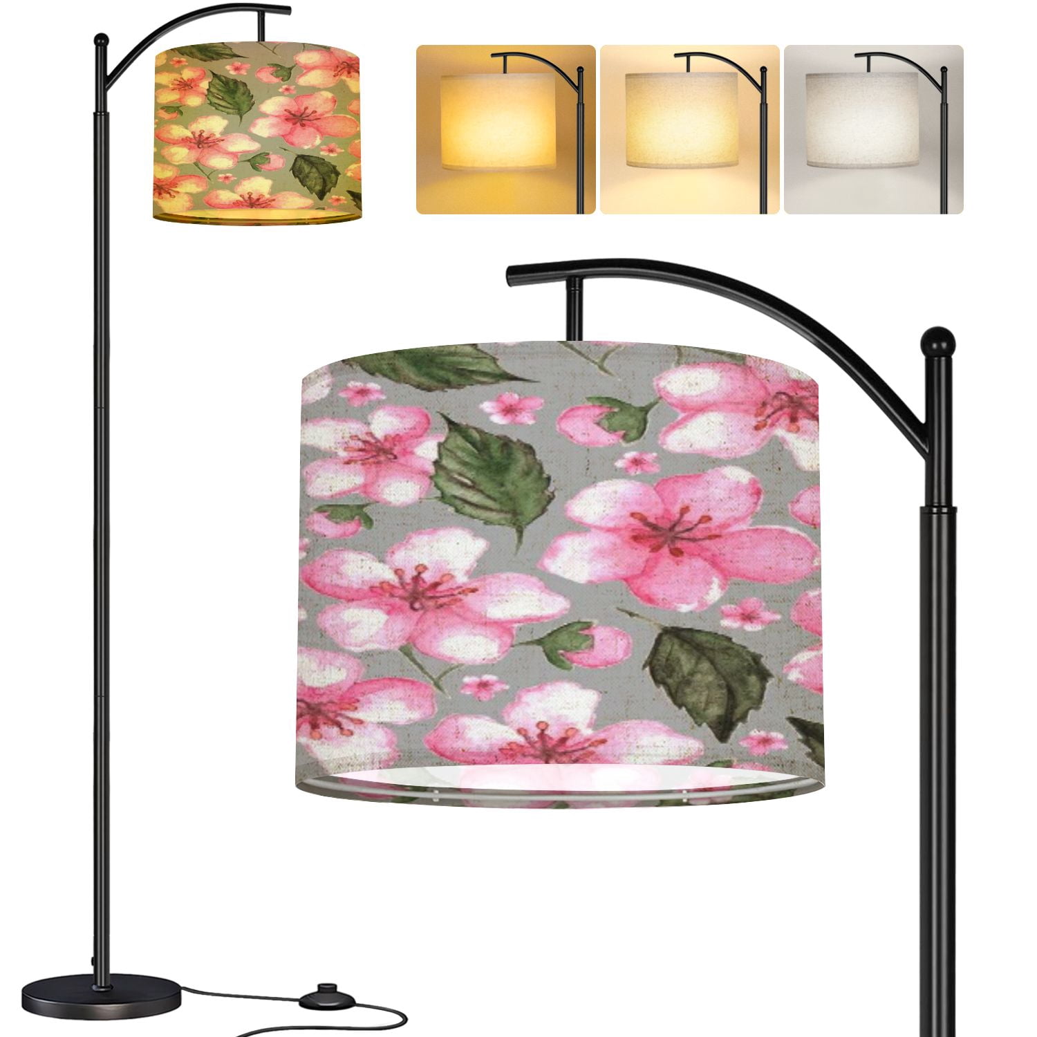 Arc Floor Lamp Watercolor pink cherry seamless pattern texture Tall ...