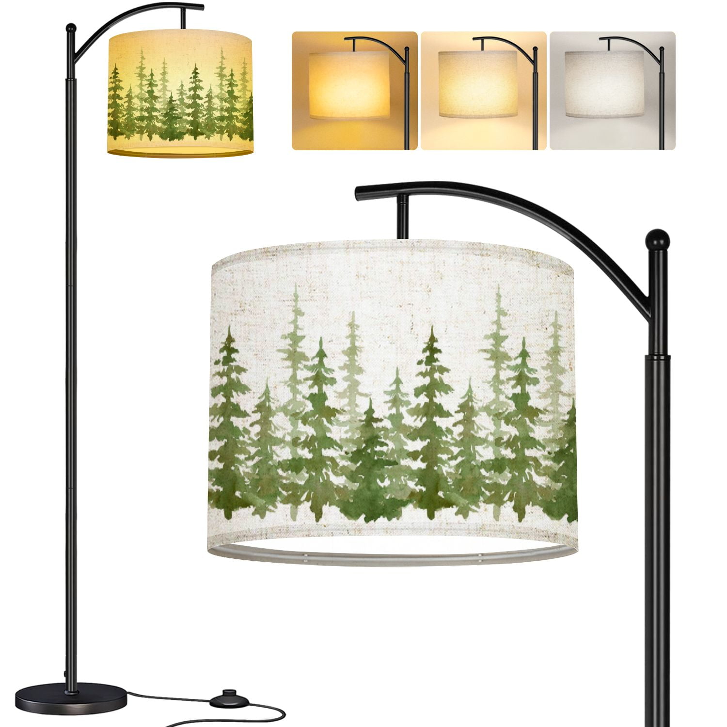 Arc Floor Lamp Watercolor seamless border evergreen trees Forest ...