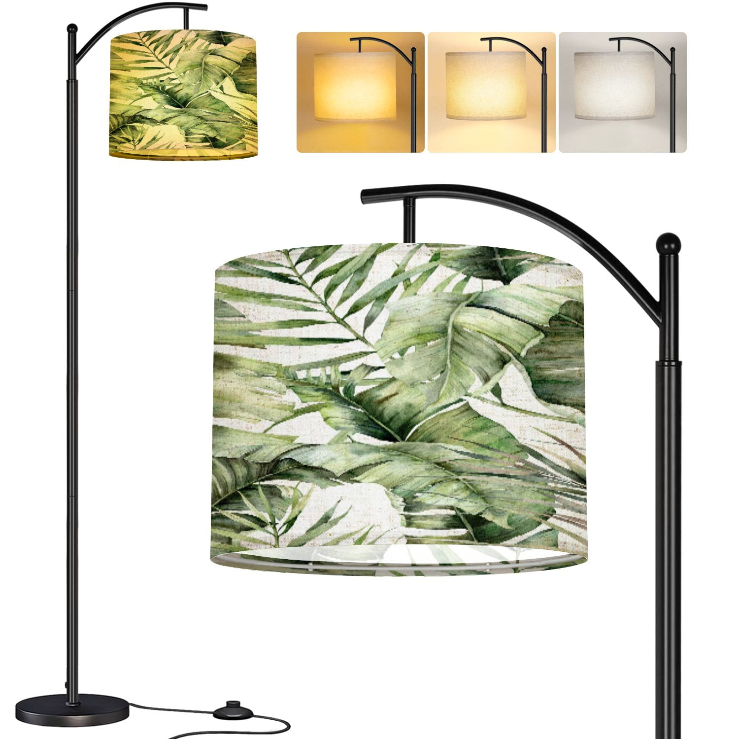 Arc Floor Lamp Watercolor seamless pattern tropical palm leaves Hand ...