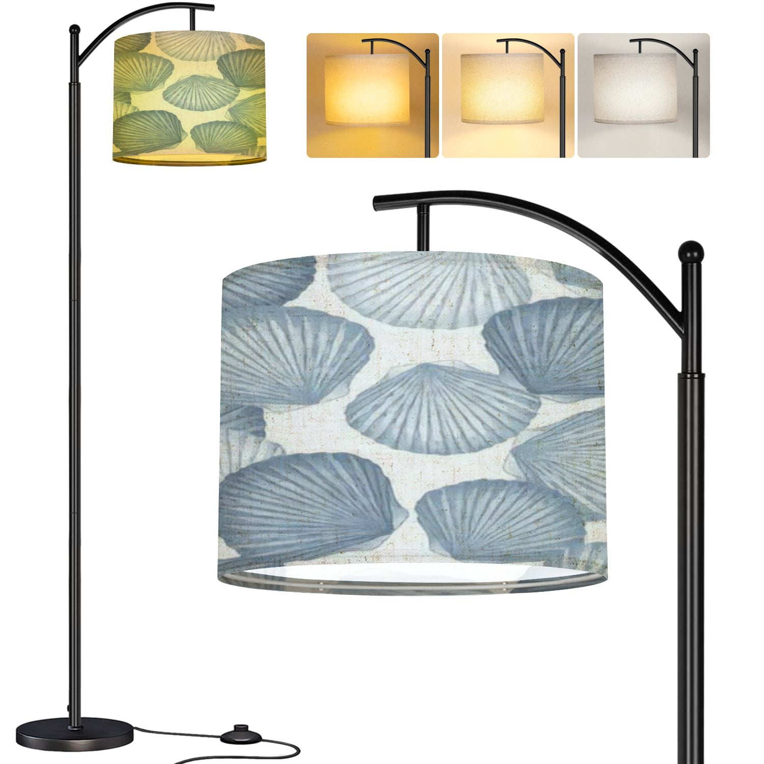 Arc Floor Lamp Watercolor seamless scallop sea shells closeup white ...