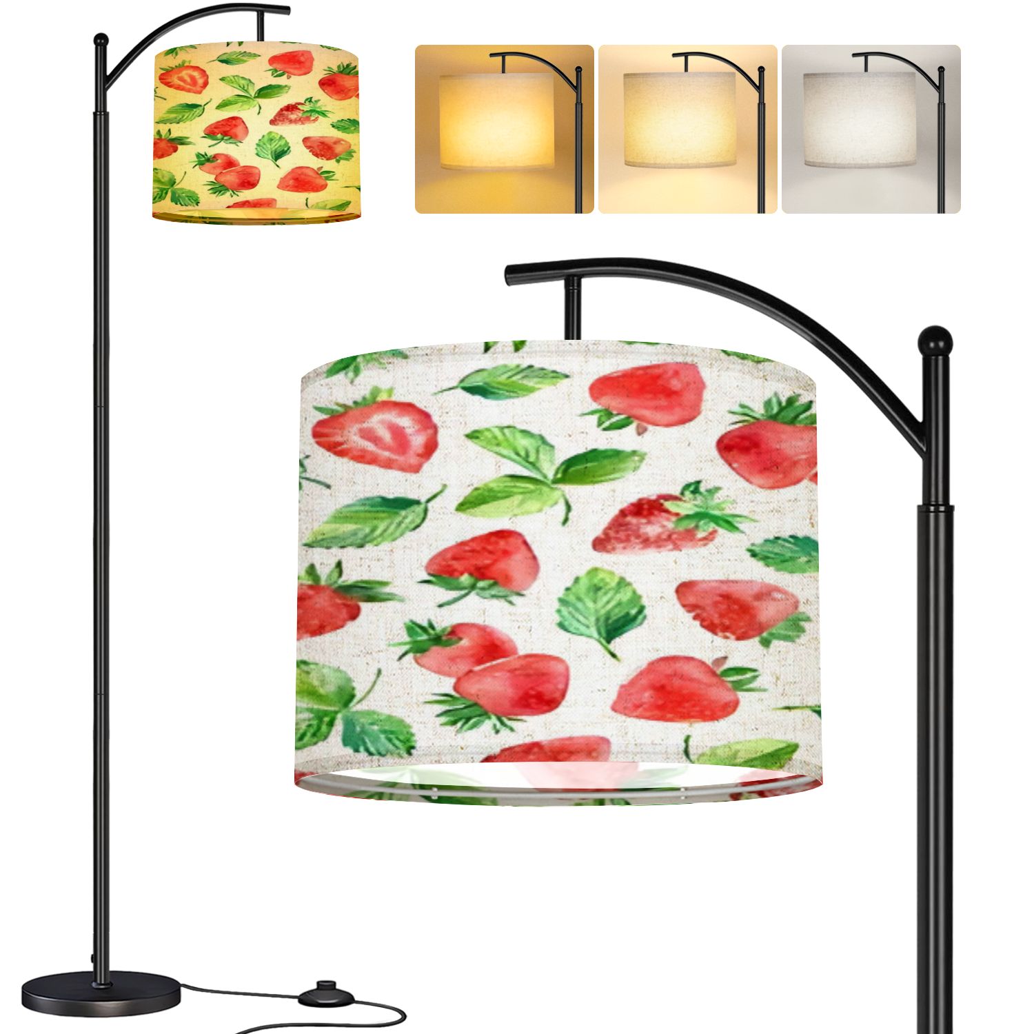 Arc Floor Lamp Watercolor strawberry seamless berry Tall Modern ...