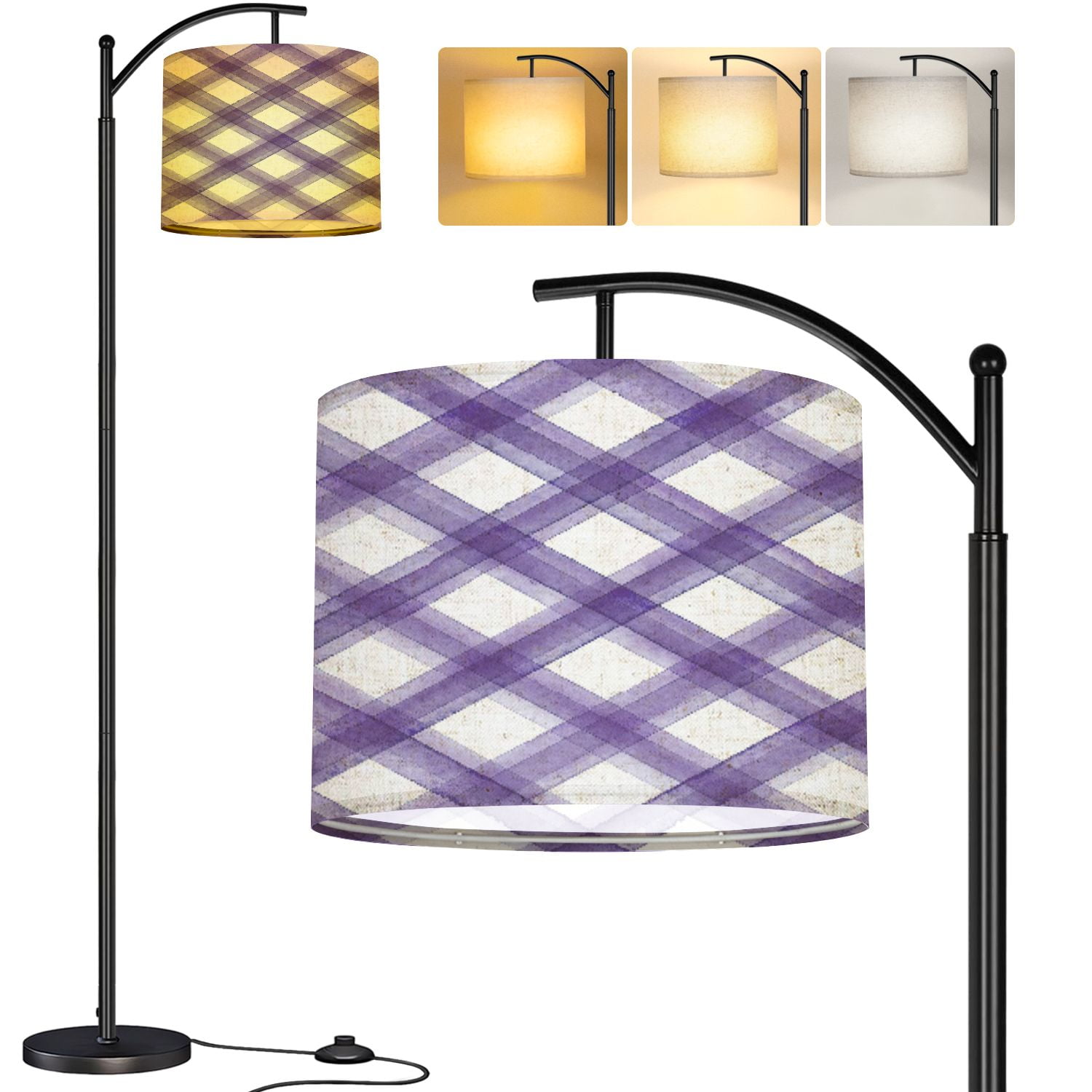 Arc Floor Lamp Watercolor stripe plaid seamless pattern Color lavender ...