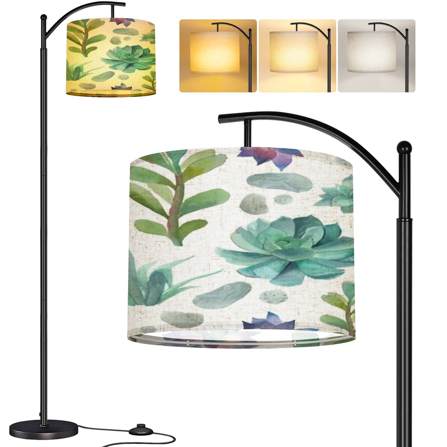 Arc Floor Lamp Watercolor succulents pattern Seamless texture objects ...