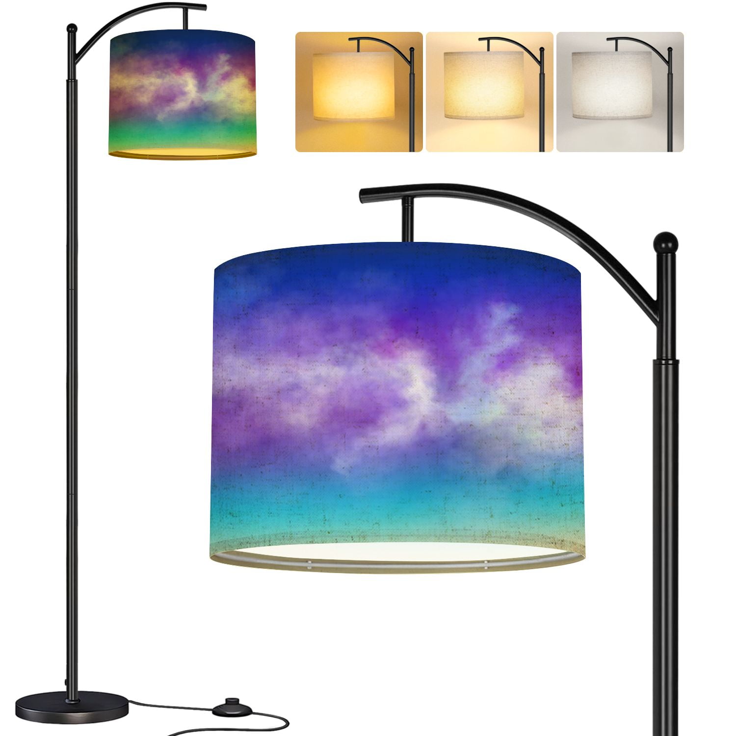 Arc Floor Lamp Watercolor summer sky Tall Modern Standing Lamp LED ...