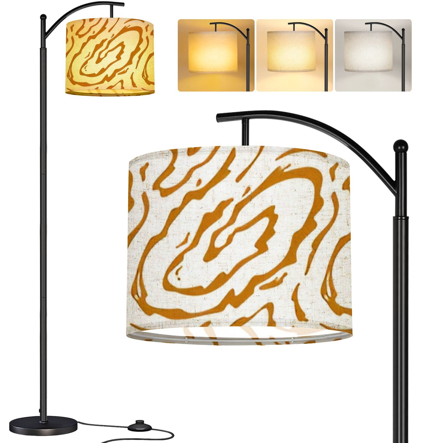 Arc Floor Lamp Wavy Caramel Swirl Toffee Splash Abstract Tall Modern ...
