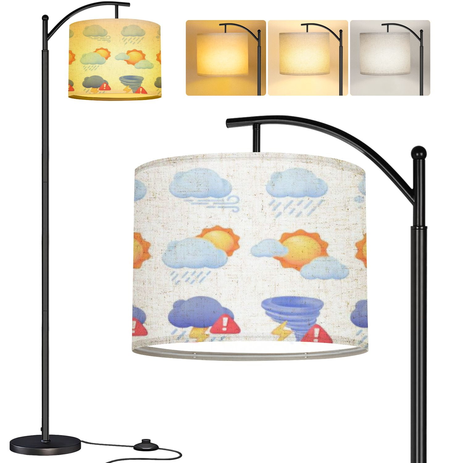 Arc Floor Lamp Weather forecast Sun behind cloud rain 3d Tall Modern ...