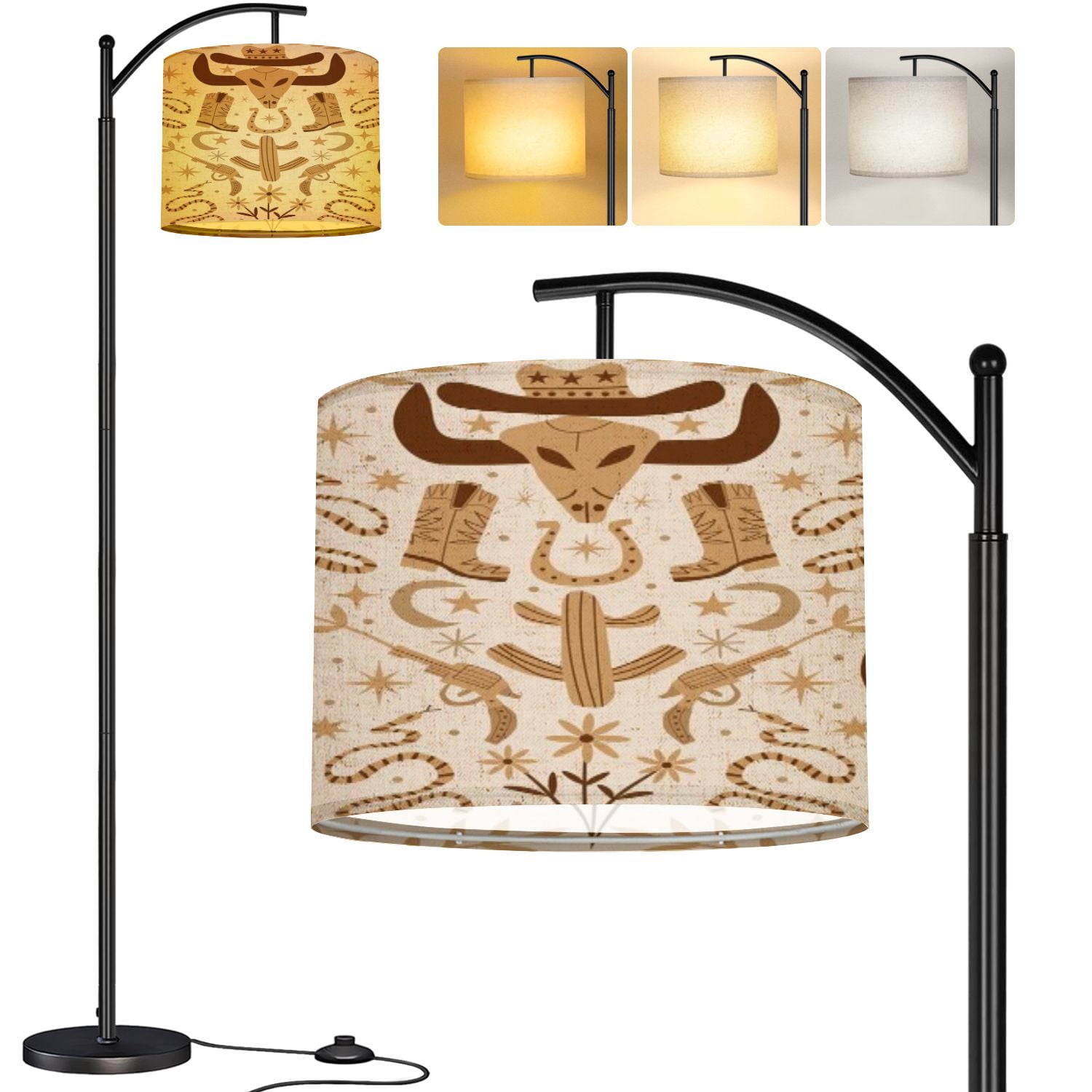 Arc Floor Lamp Western boho cowboy seamless pattern brown tan light ...