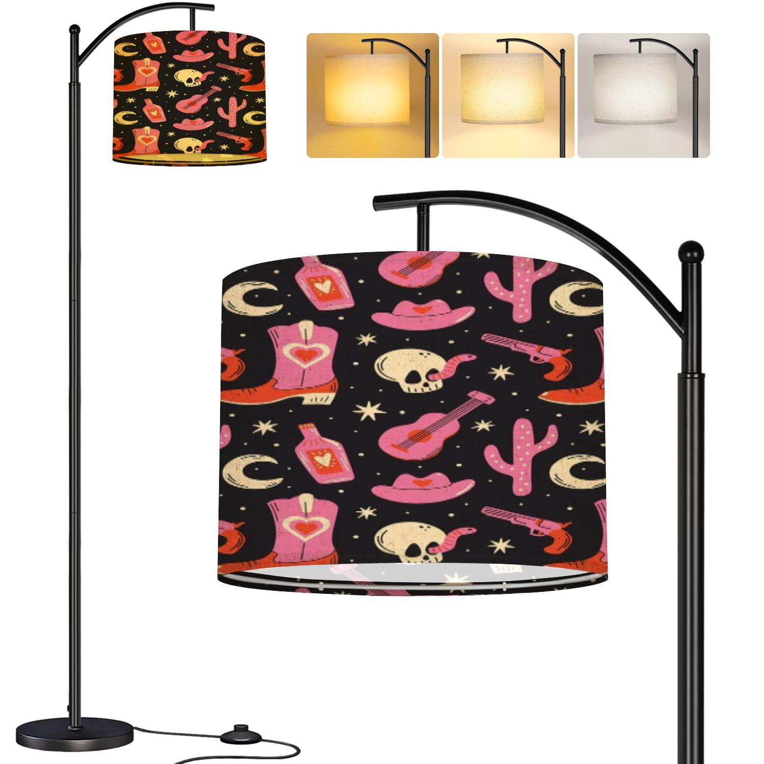 Arc Floor Lamp Western themed seamless pattern cute groovy funky ...