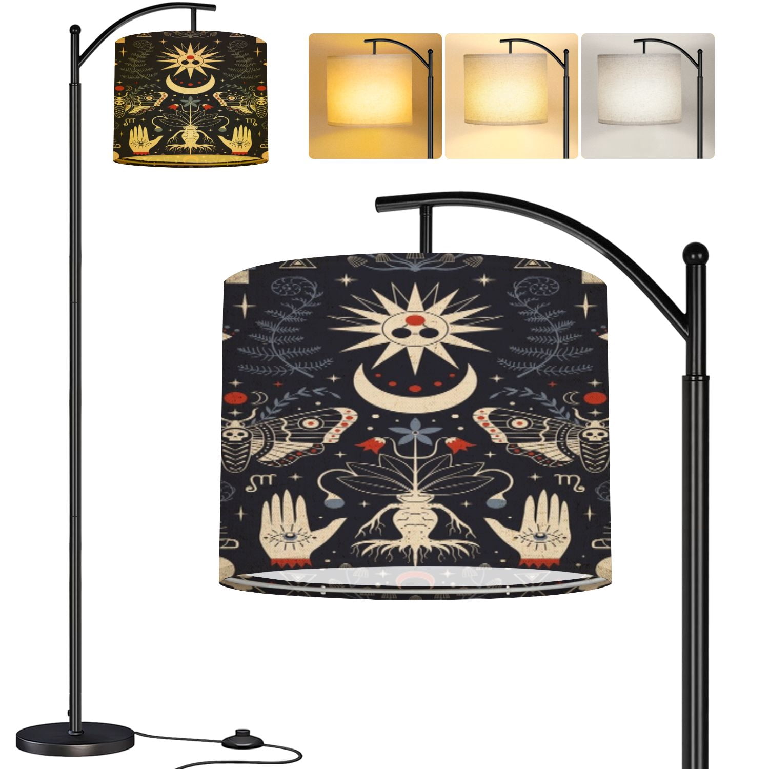 Arc Floor Lamp Whimsy gothic botanical astrological symbols intertwine ...