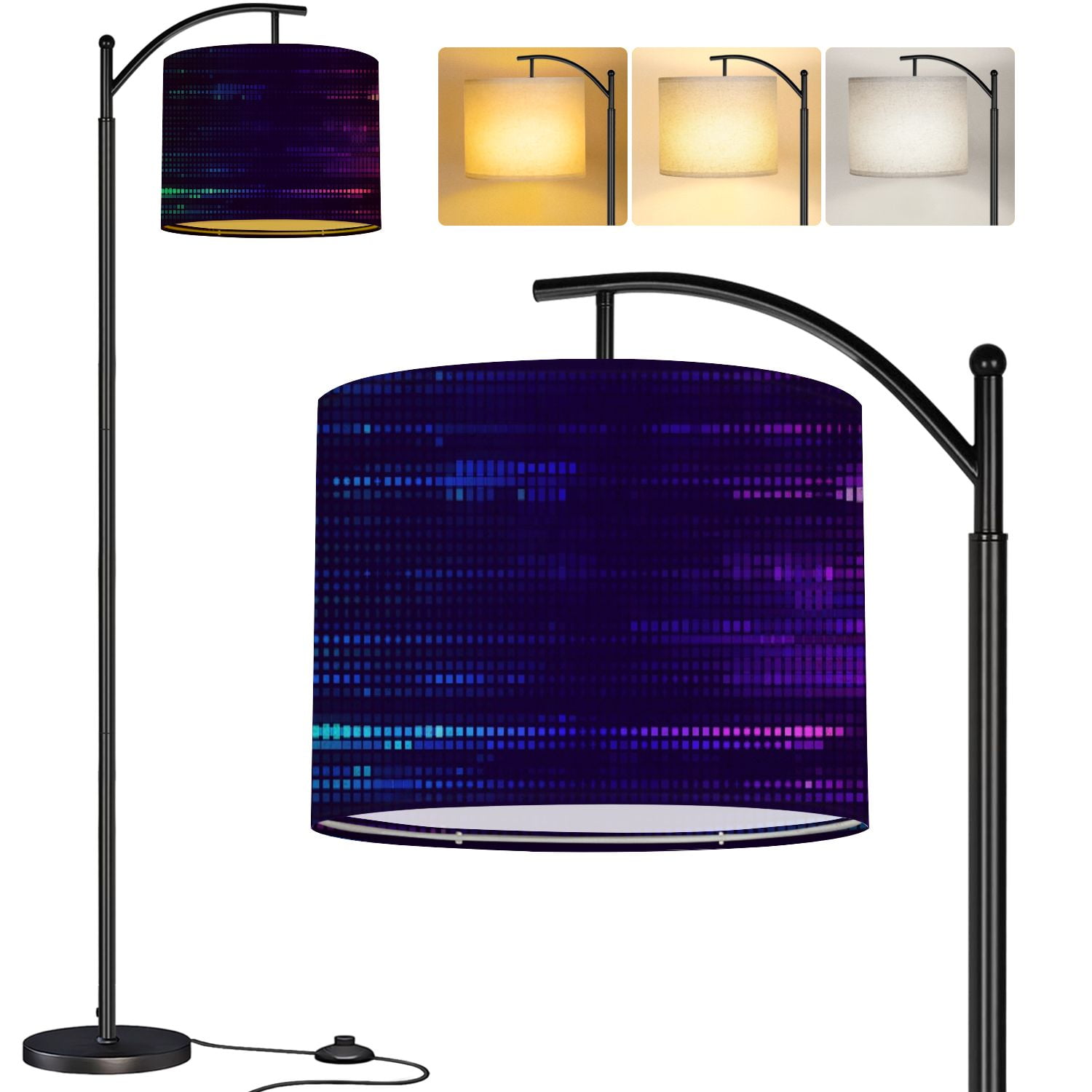 Arc Floor Lamp Wide Glitch Purple Cross Lines Pixels Design for Banners ...