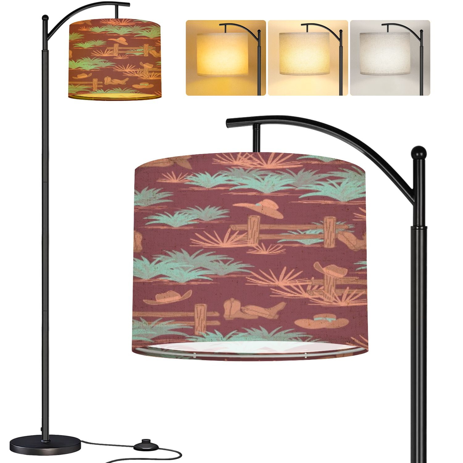 Arc Floor Lamp Wild West Fences Cowboy Boots Hats Aloe Agave Plants ...
