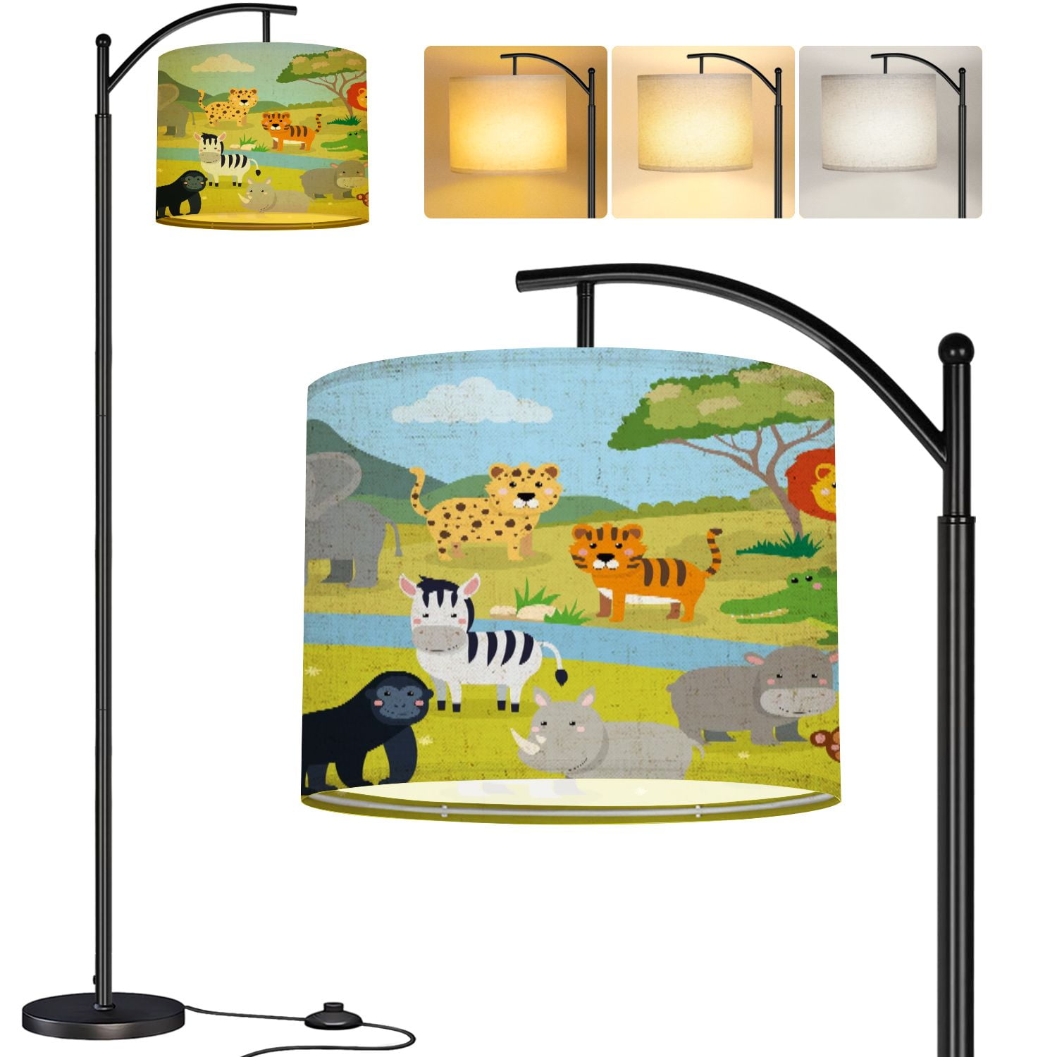 Arc Floor Lamp Wild animals landscape cute cartoon crocodile rhinoceros ...