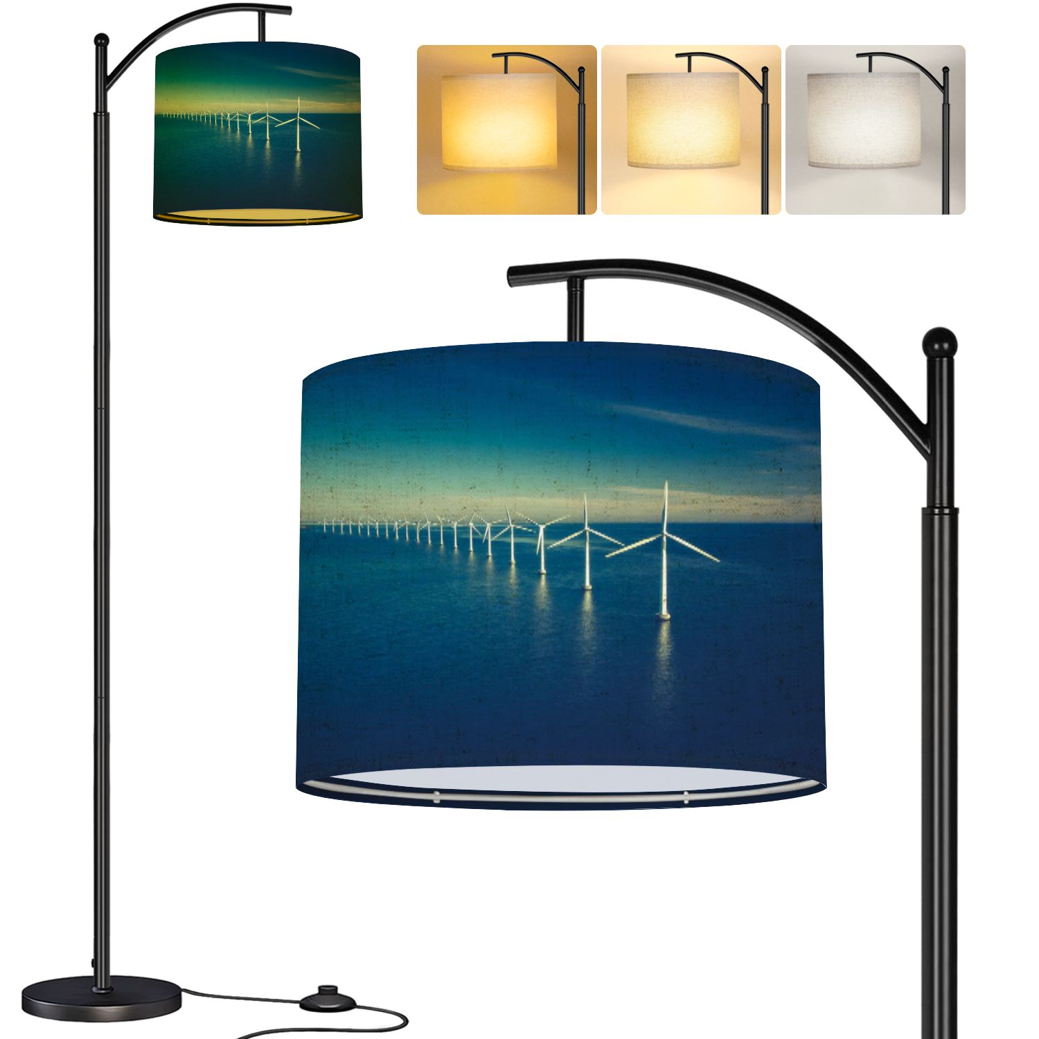 Arc Floor Lamp Wind turbines ocean Tall Modern Standing Lamp LED ...