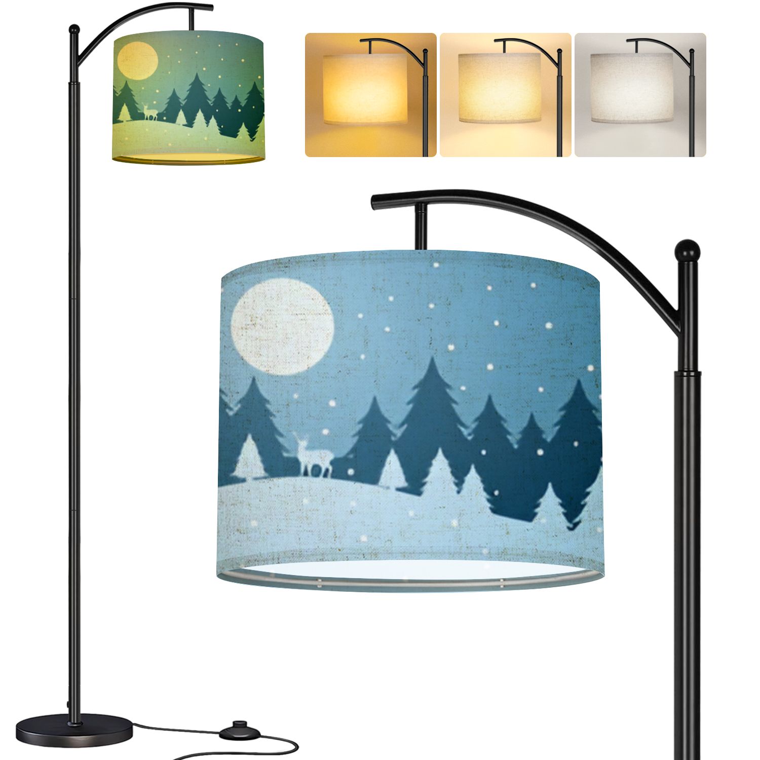Arc Floor Lamp Winter silhouette landscape Scenery reindeer silhouette ...