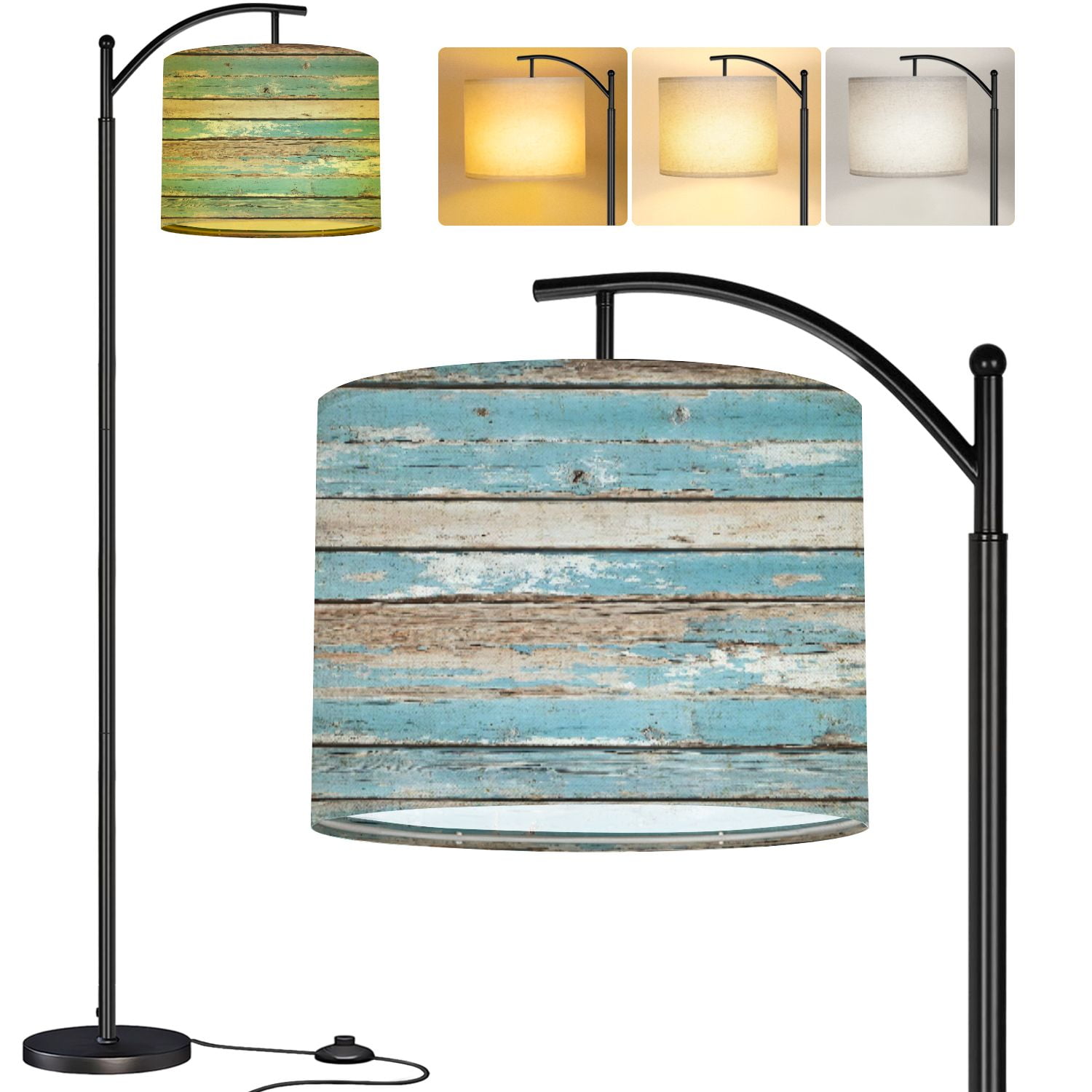 Arc Floor Lamp Wood Stick Decorative Panel Simulated Decal Wooden ...