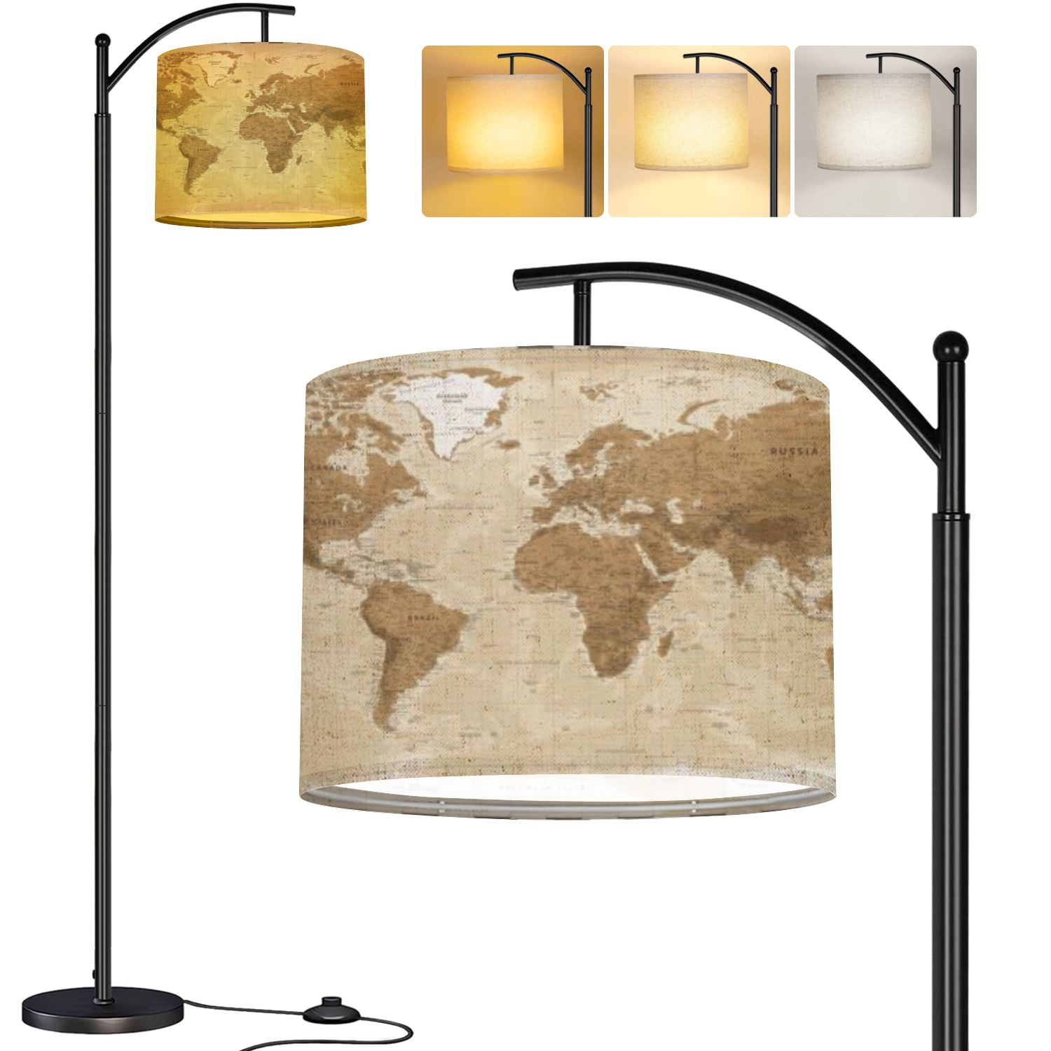 Arc Floor Lamp World Map Vintage Physical Topographic Detailed Tall ...