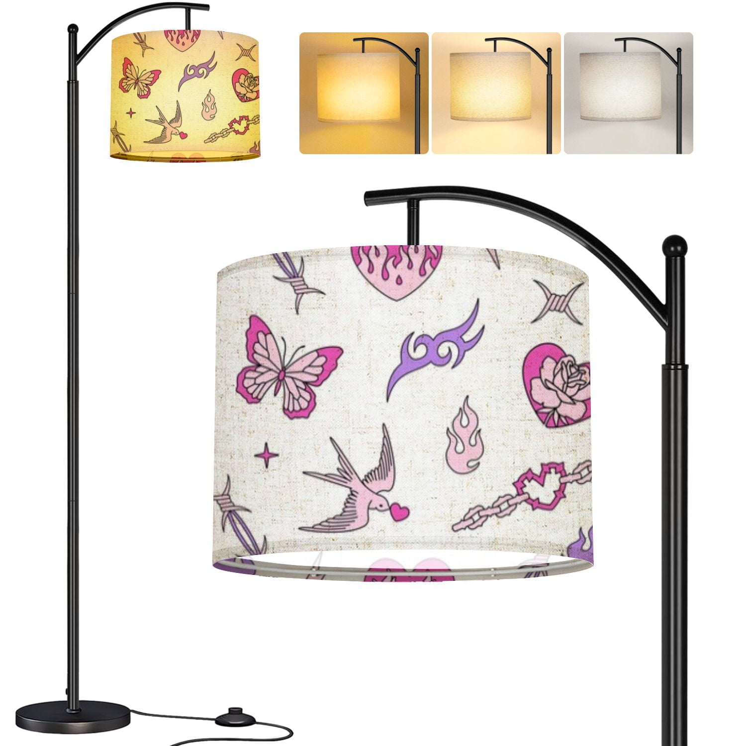 Arc Floor Lamp Y2k Tattoo art seamless 90s 00s style Butterfly barbed ...