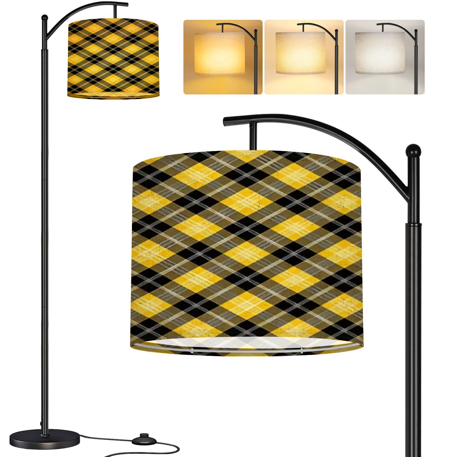 Arc Floor Lamp Yellow white black argyle plaid Tartan plaid pattern for ...