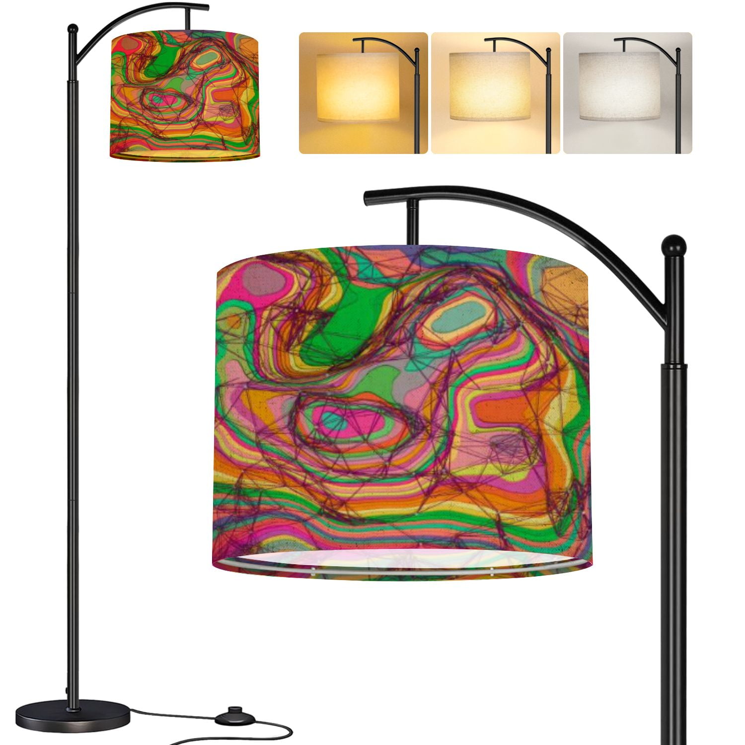 Arc Floor Lamp abstract curved layers network overlay 3d render ...