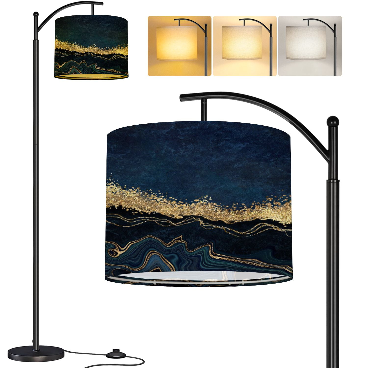 Arc Floor Lamp abstract dark blue golden foil Artificial stone texture ...