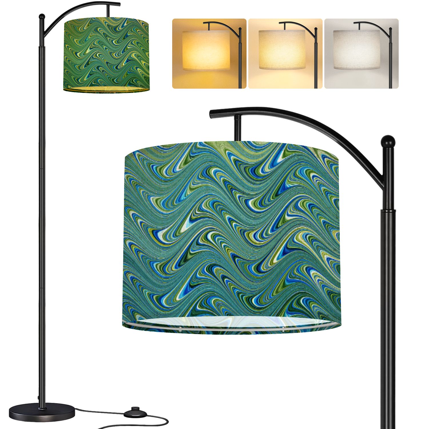 Arc Floor Lamp abstract marbling Tall Modern Standing Lamp LED ...
