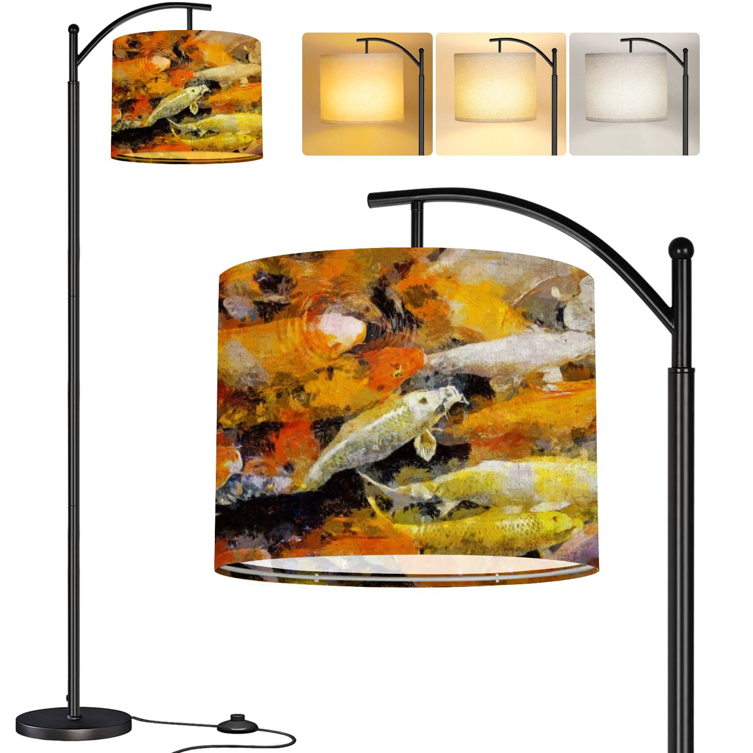 Arc Floor Lamp abstract modern oil painting Japanese Koi fishes ...