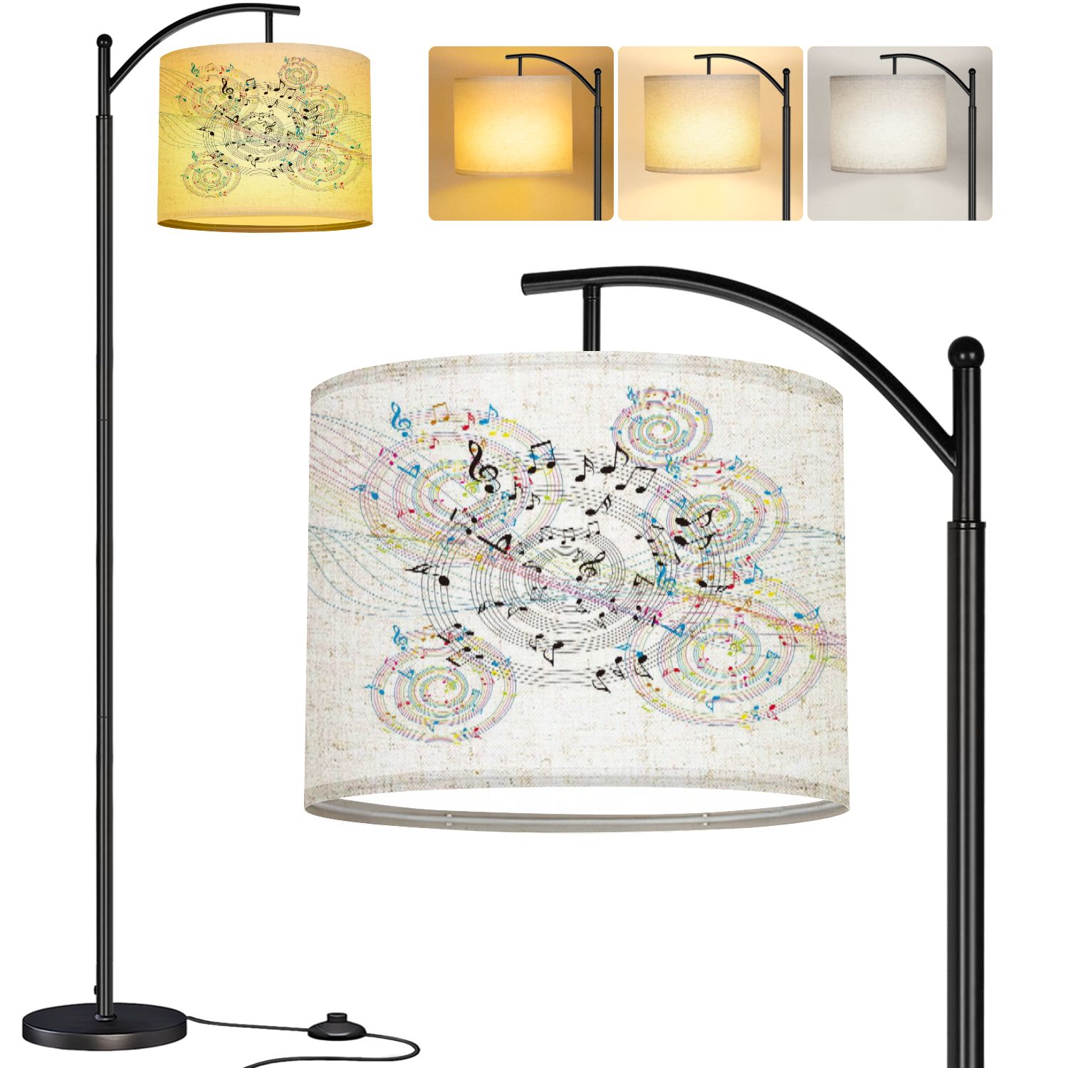 Arc Floor Lamp abstract music musical notes white Tall Modern Standing ...