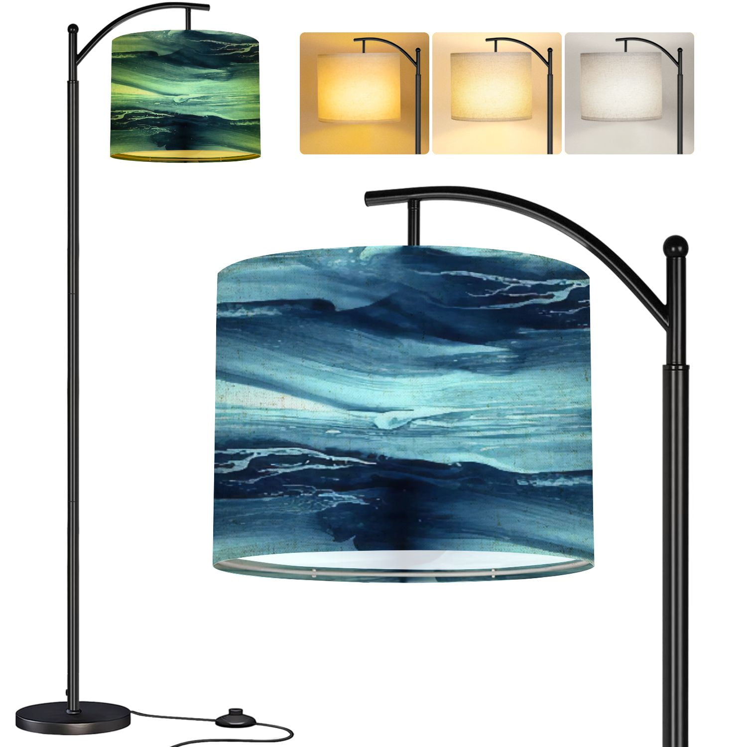 Arc Floor Lamp abstract paint water blue sea waves watercolor seamless ...