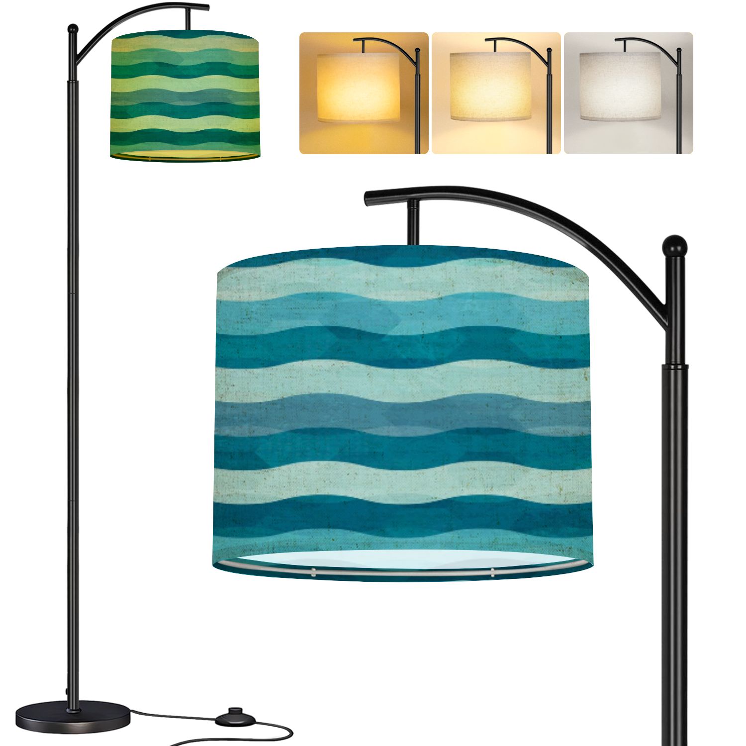 Arc Floor Lamp abstract waves seamless Tall Modern Standing Lamp LED ...