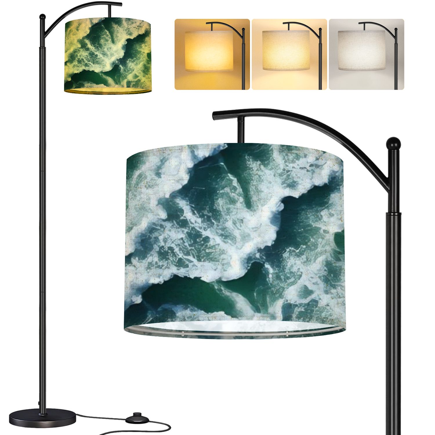 Arc Floor Lamp aerial drone view sea seething waves foam Tall Modern ...
