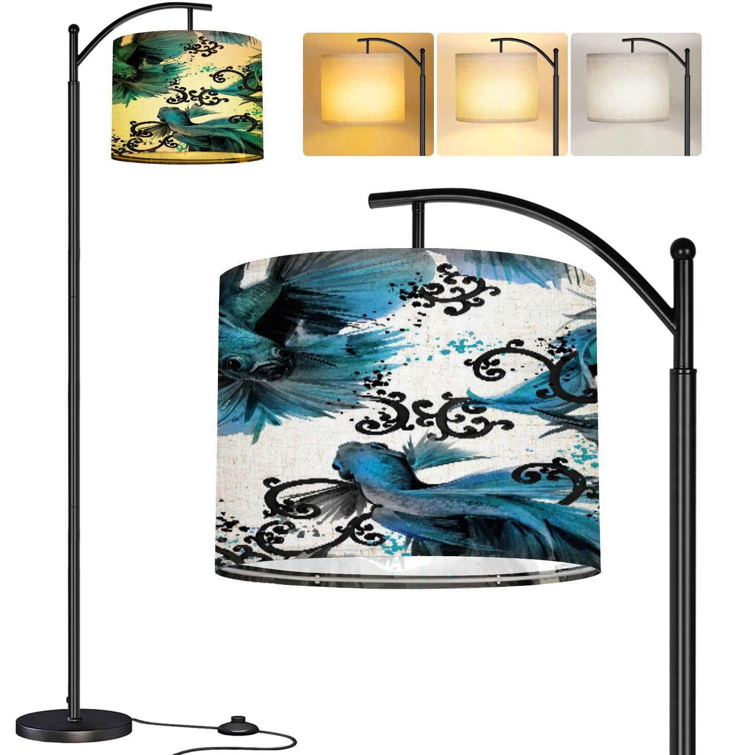 Arc Floor Lamp asian style seamless betta fish watercolor nature Tall ...