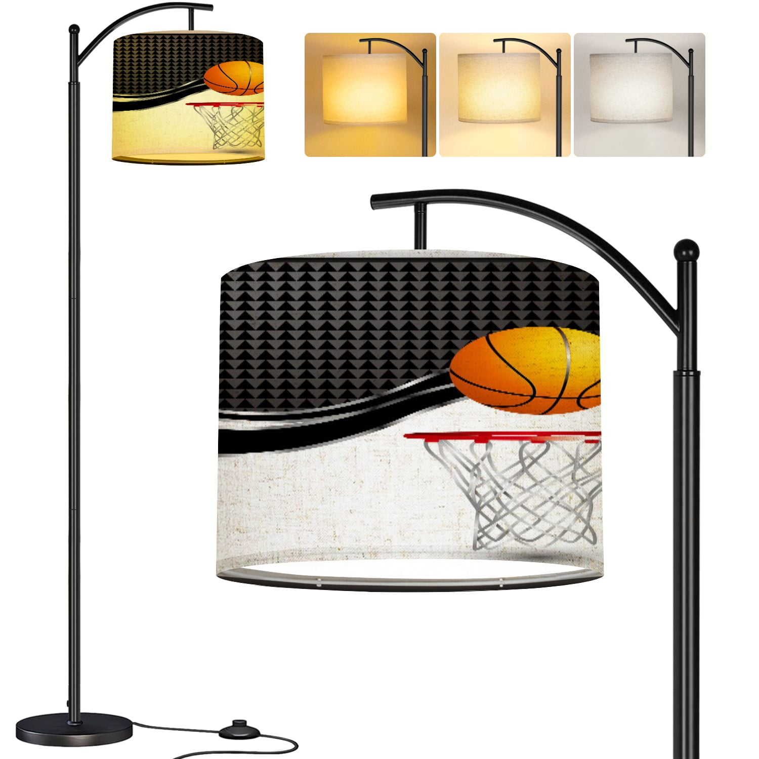 Arc Floor Lamp basketball hoop checkered wave Tall Modern Standing Lamp ...