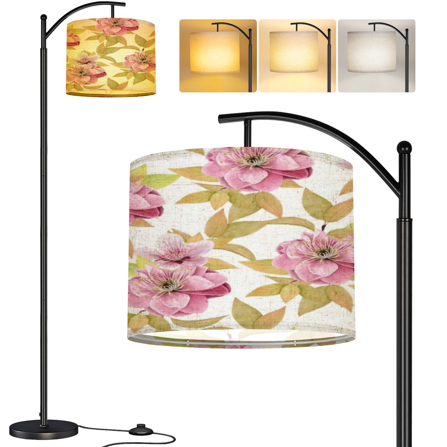 Arc Floor Lamp beautiful floral cherry blossom seamless pattern Tall ...
