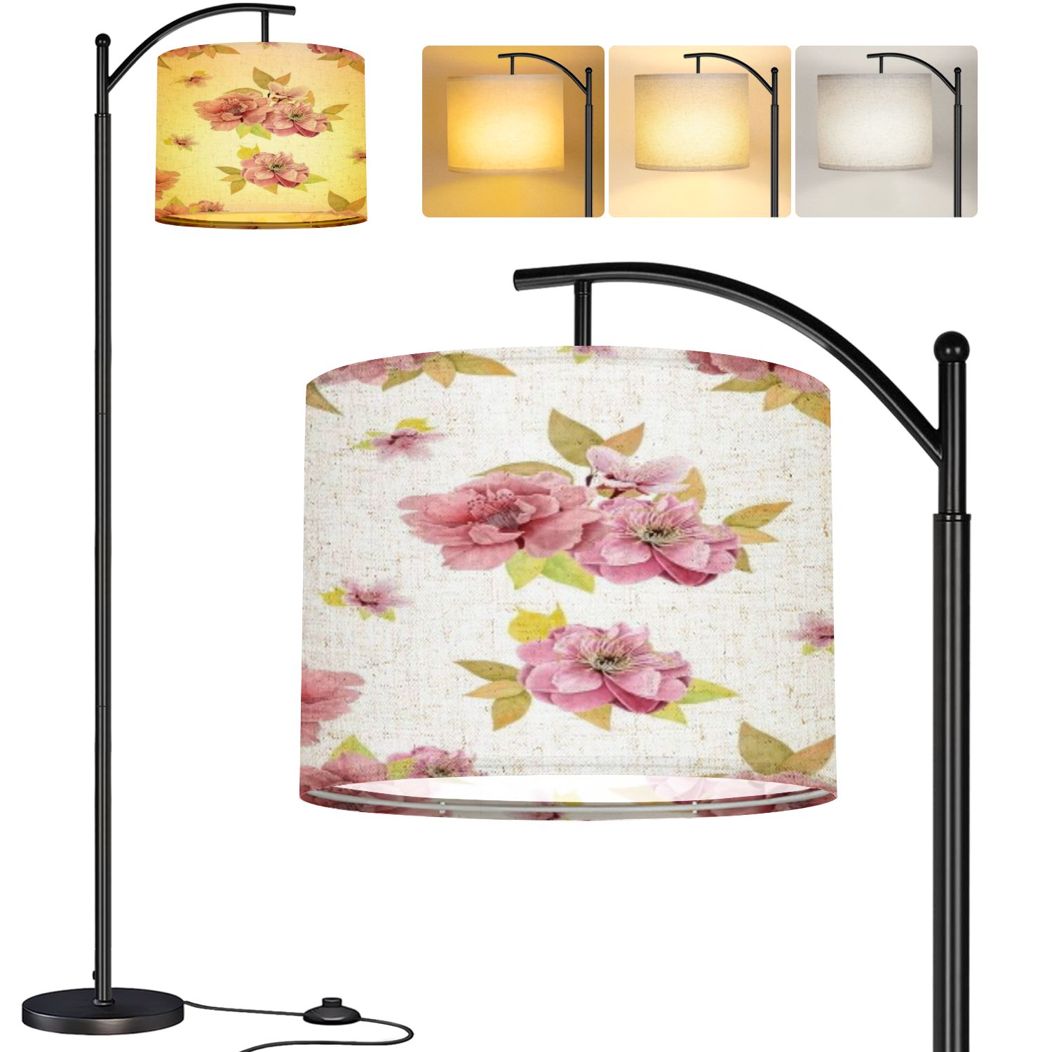 Arc Floor Lamp beautiful floral cherry blossom seamless pattern Tall ...