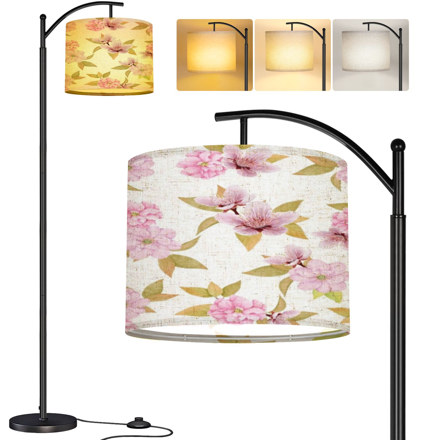 Arc Floor Lamp beautiful floral cherry blossom seamless pattern Tall ...