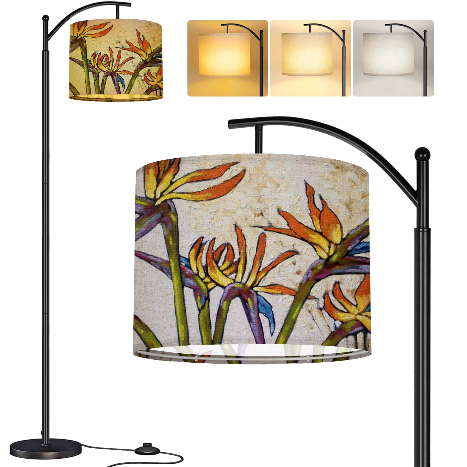 Arc Floor Lamp bird paradise flower strelitzia painting floral oil ...