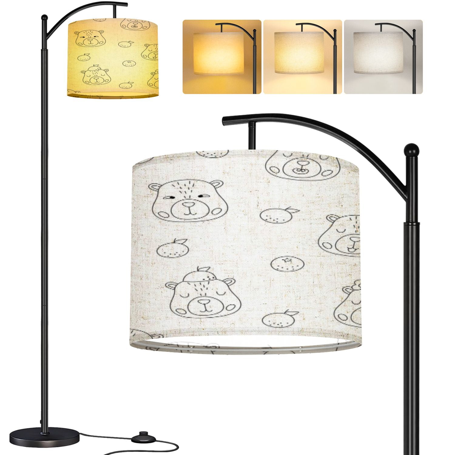 Arc Floor Lamp black white capybara seamless pattern Cute repeat happy ...