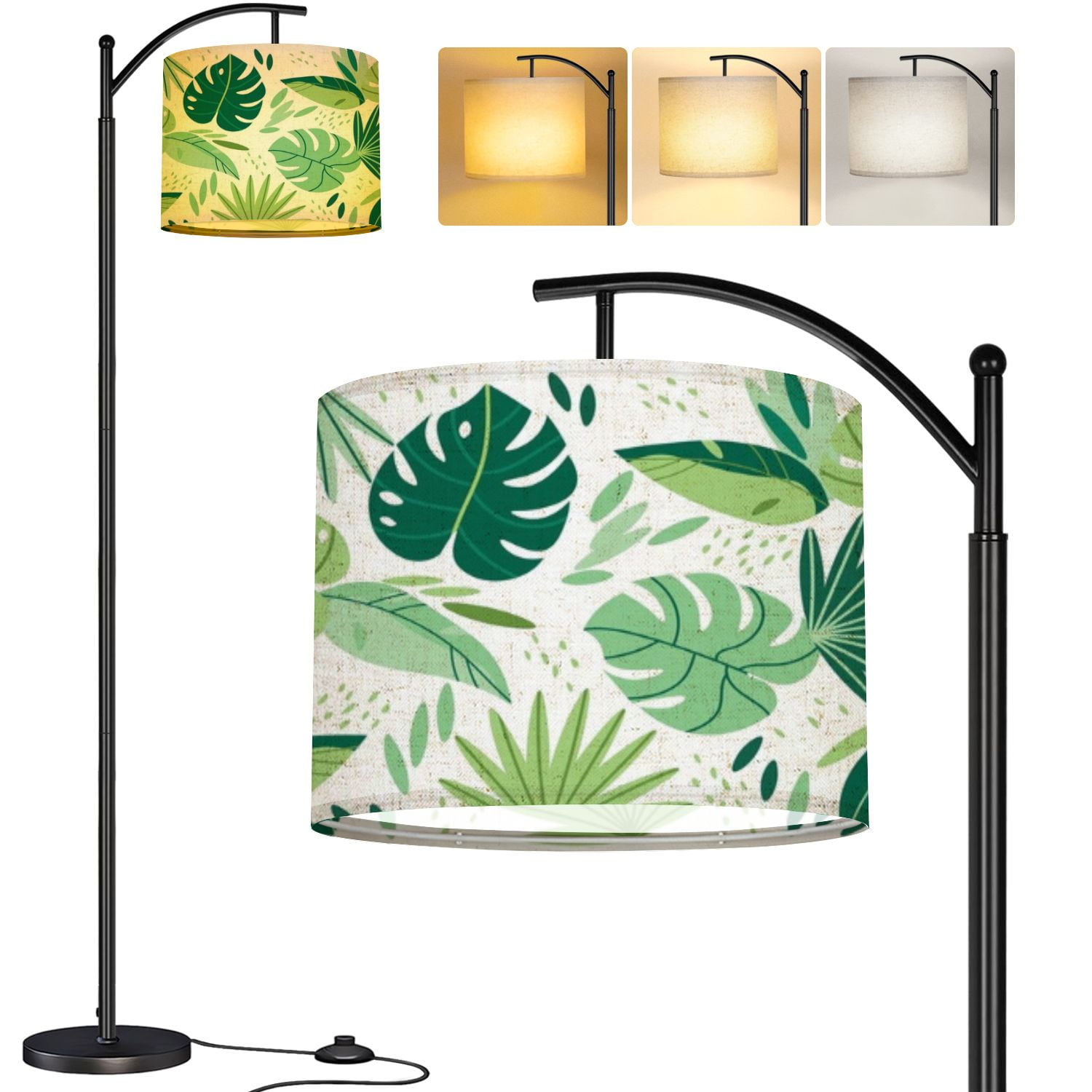 Arc Floor Lamp botanic seamless pattern exotic flowers leaves hand ...
