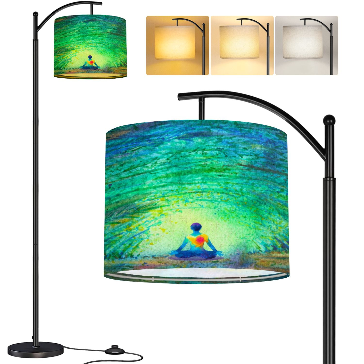 Arc Floor Lamp chakra color human lotus pose yoga green tree forest ...