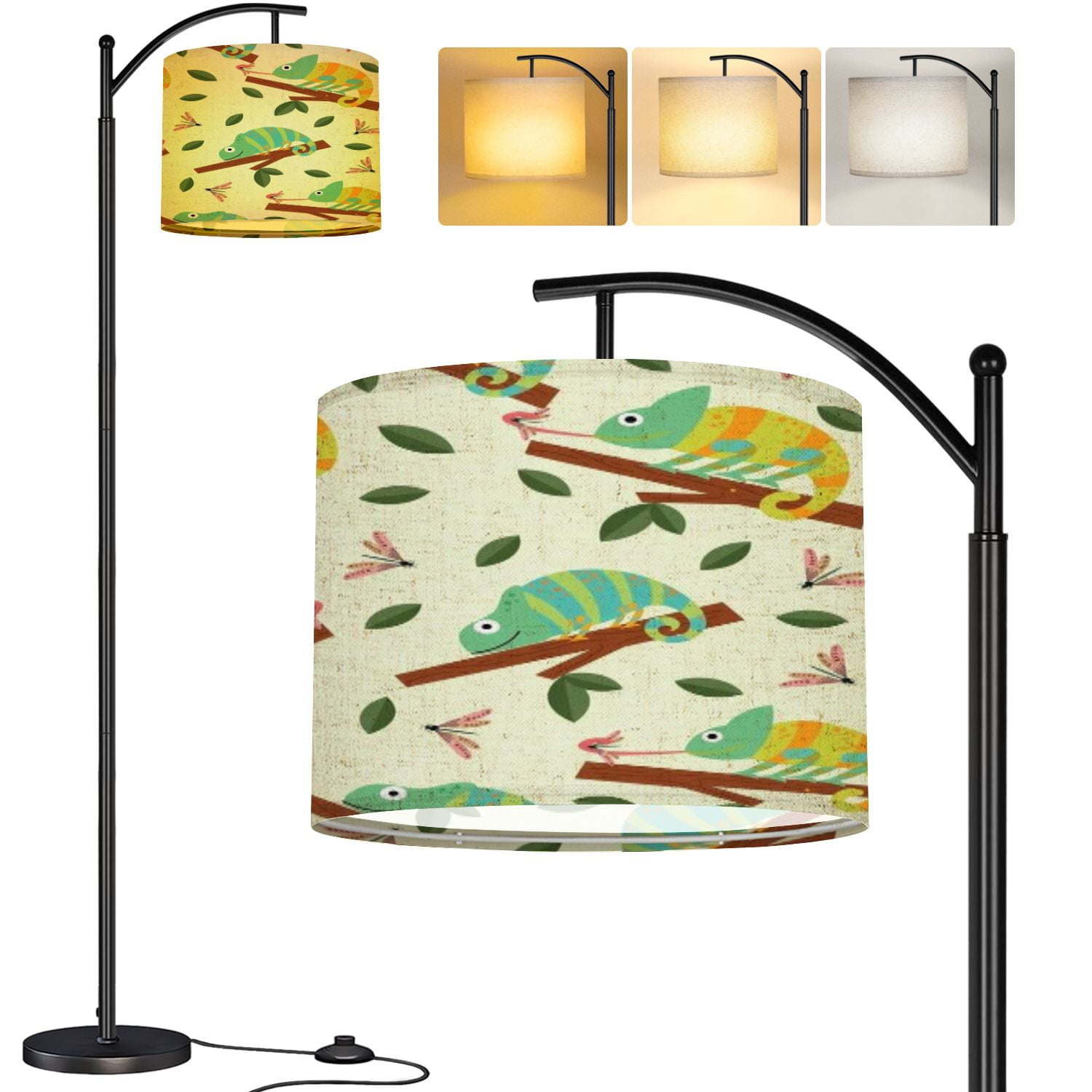Arc Floor Lamp chameleon flat wrapper fabric cover etc Tall Modern Standing Lamp LED Adjustable ...