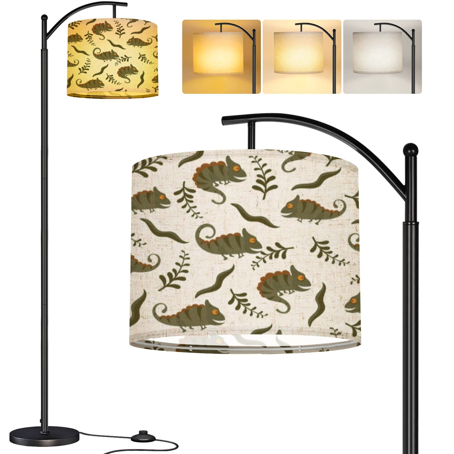 Arc Floor Lamp chameleon flat wrapper fabric cover etc Tall Modern Standing Lamp LED Adjustable ...