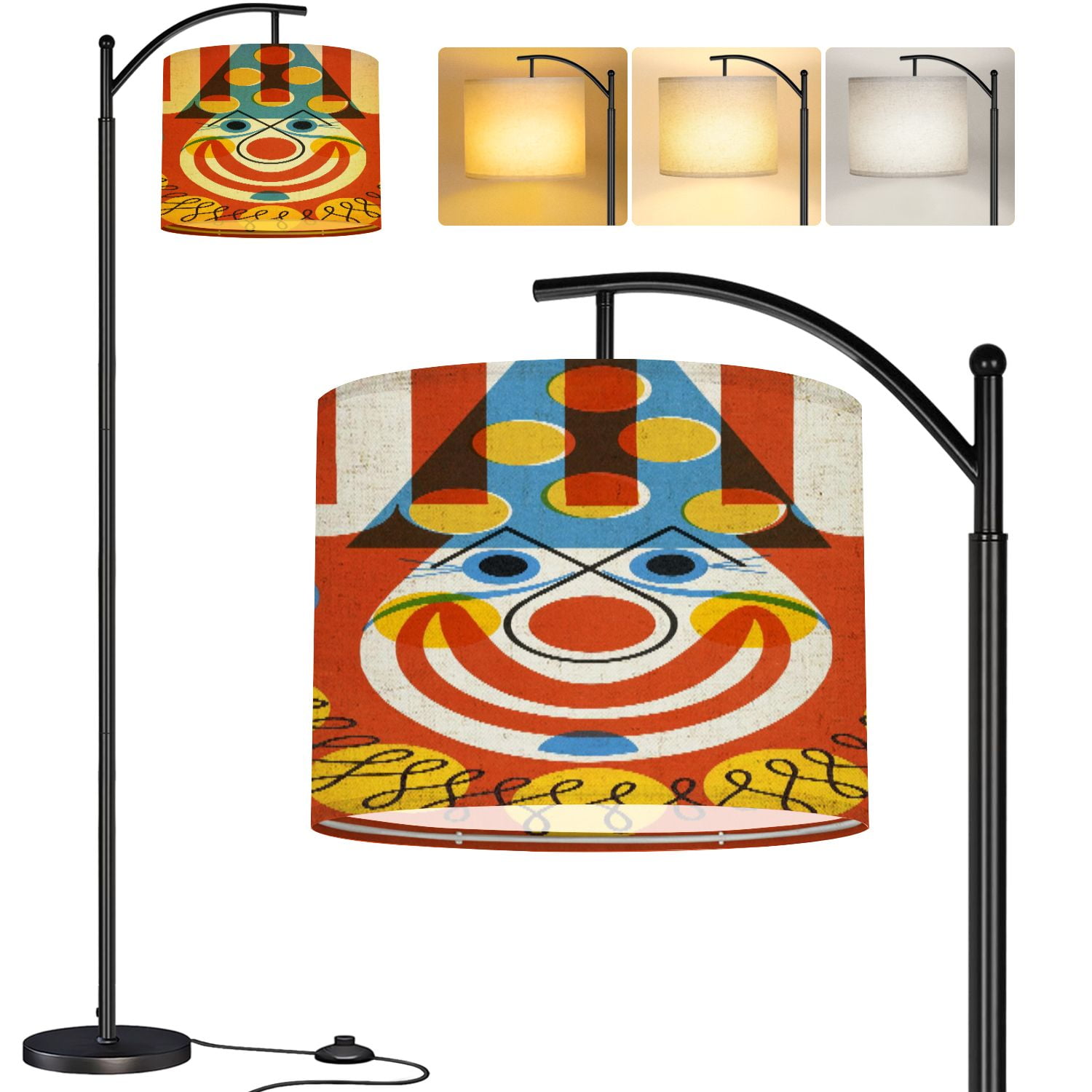 Arc Floor Lamp clown holding two balloons clown illustrations Tall ...