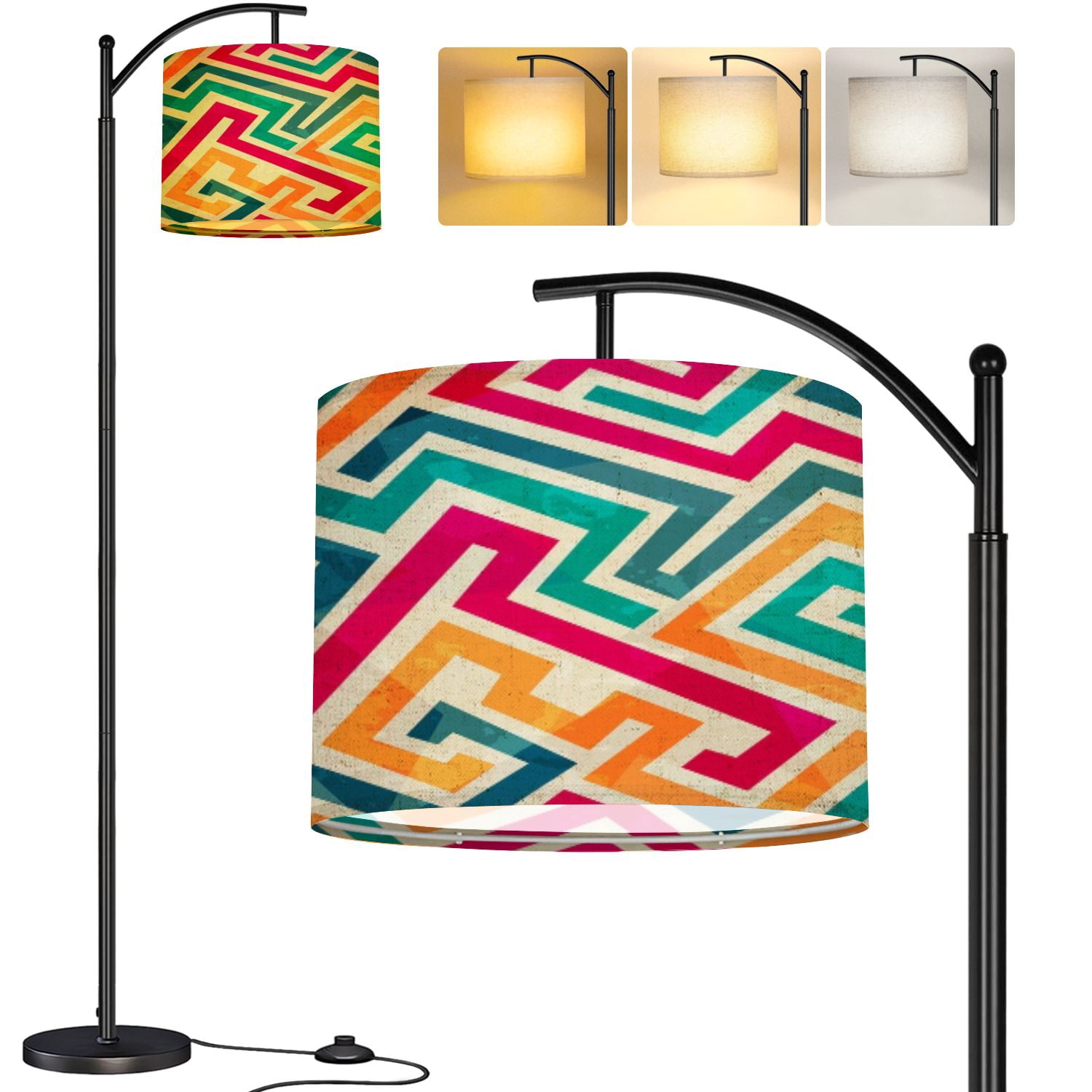 Arc Floor Lamp colored lines seamless pattern grunge effect Tall Modern ...